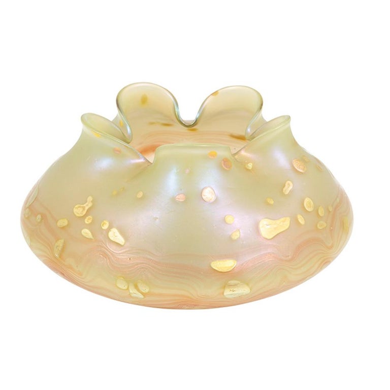 Bohemian Glass Bowl Loetz Cytisus Red Green Orange Gold circa 1902 ...