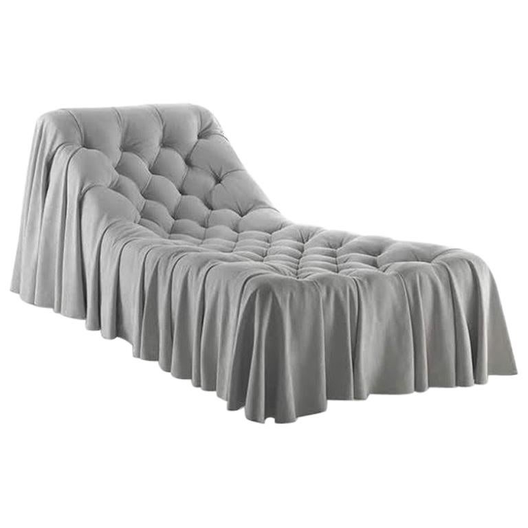 Bohemian Handmade Chaise Longue in Draped White Leather by Busnelli For ...