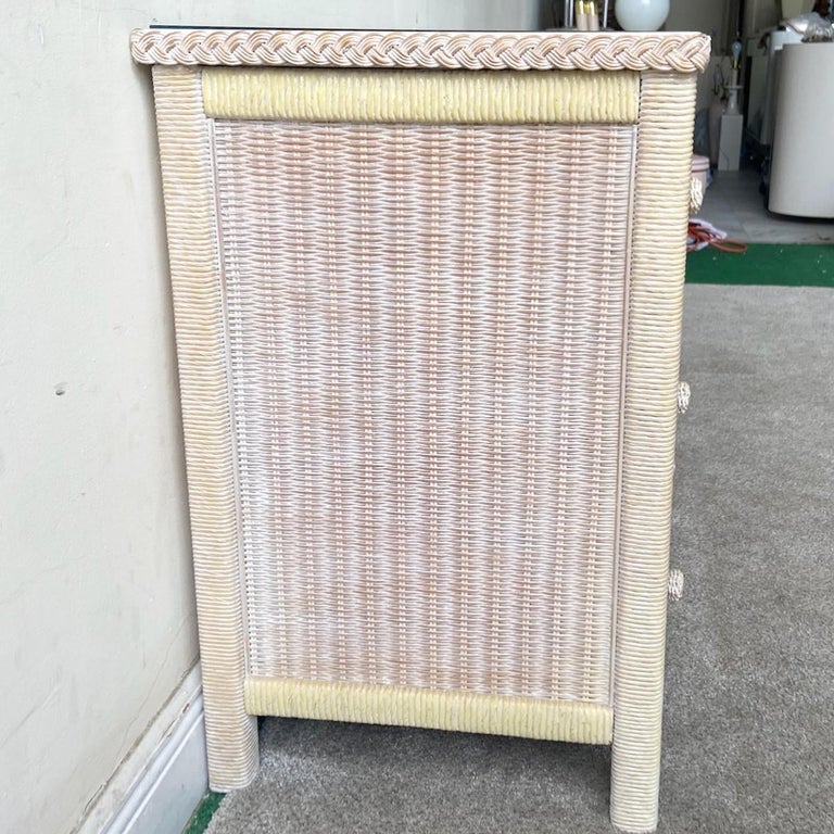 Bohemian Henry Link Wicker and Rattan Glass Top Dresser For Sale at ...