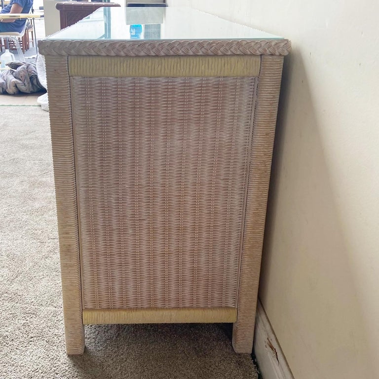 Bohemian Henry Link Wicker and Rattan Glass Top Dresser For Sale at ...