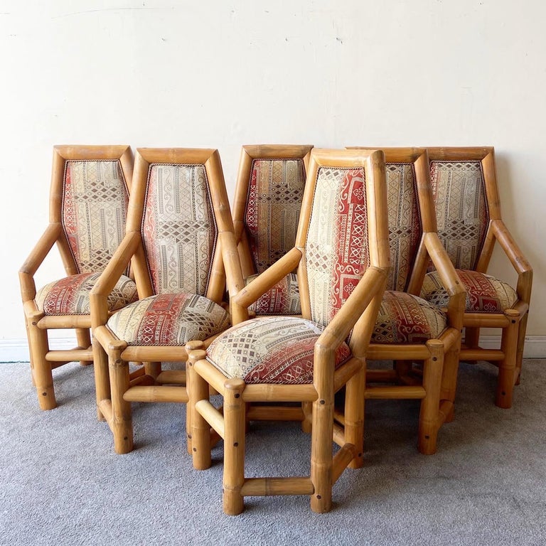 Bohemian Hexagonal Bamboo Dining Chairs For Sale at 1stDibs