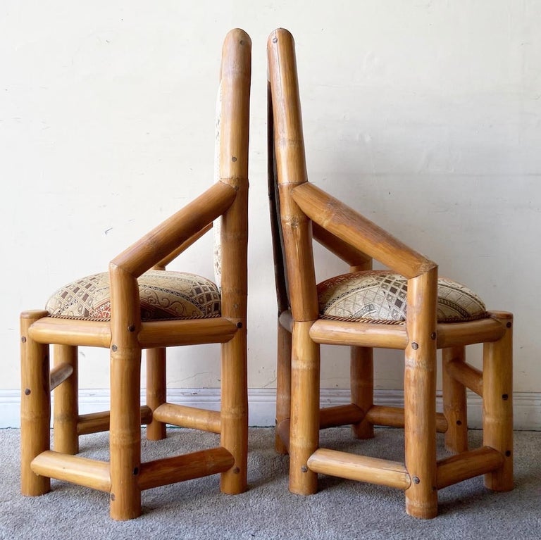 Bohemian Hexagonal Bamboo Dining Chairs For Sale at 1stDibs