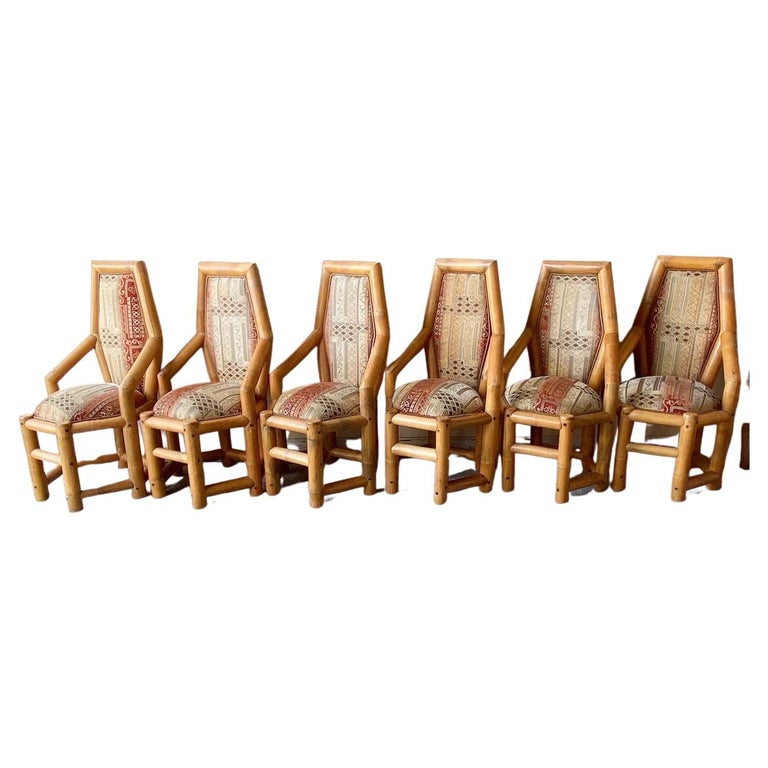 Bohemian Hexagonal Bamboo Dining Chairs For Sale at 1stDibs