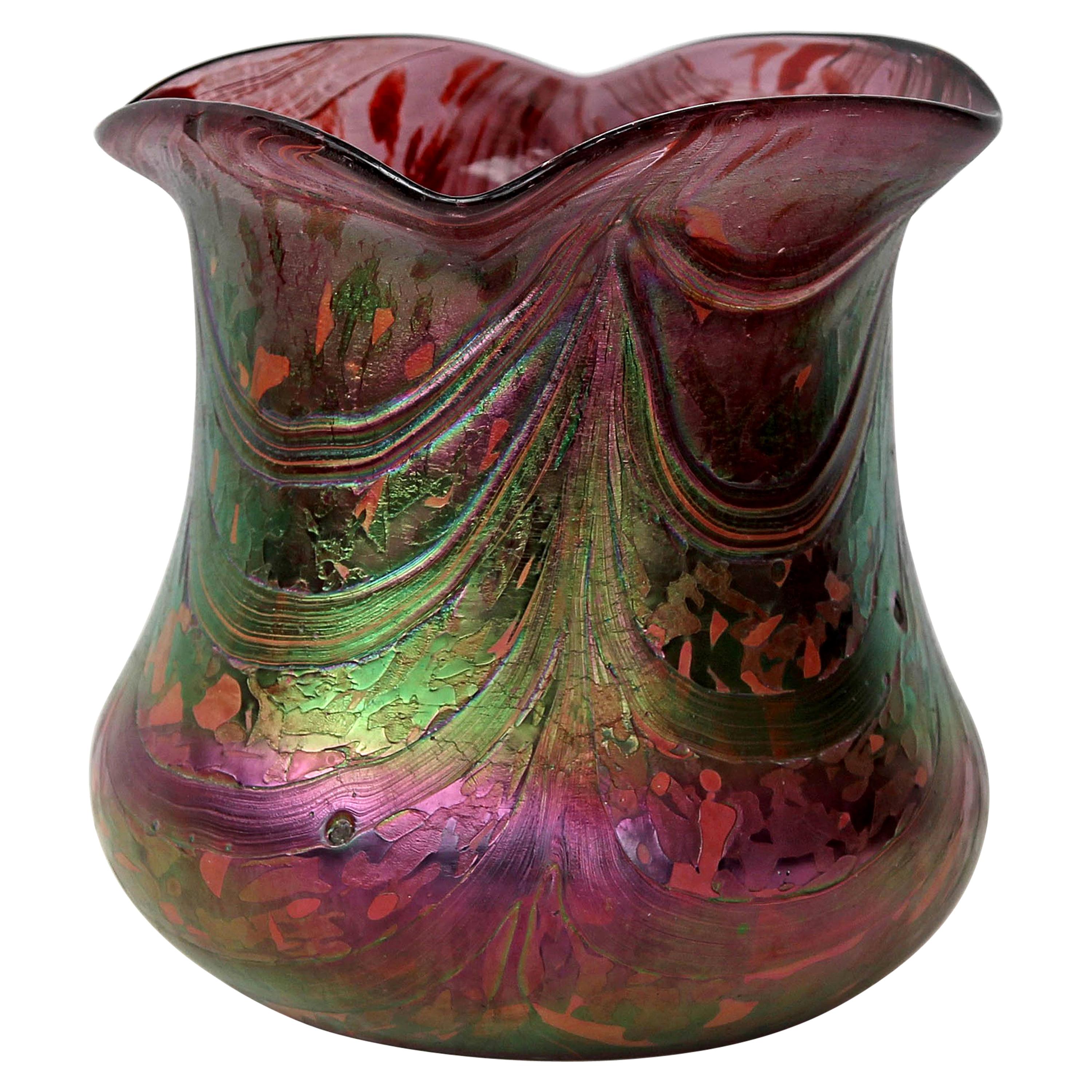 Bohemian Iridescent Art Glass Vase in the Manner of Loetz For Sale at ...