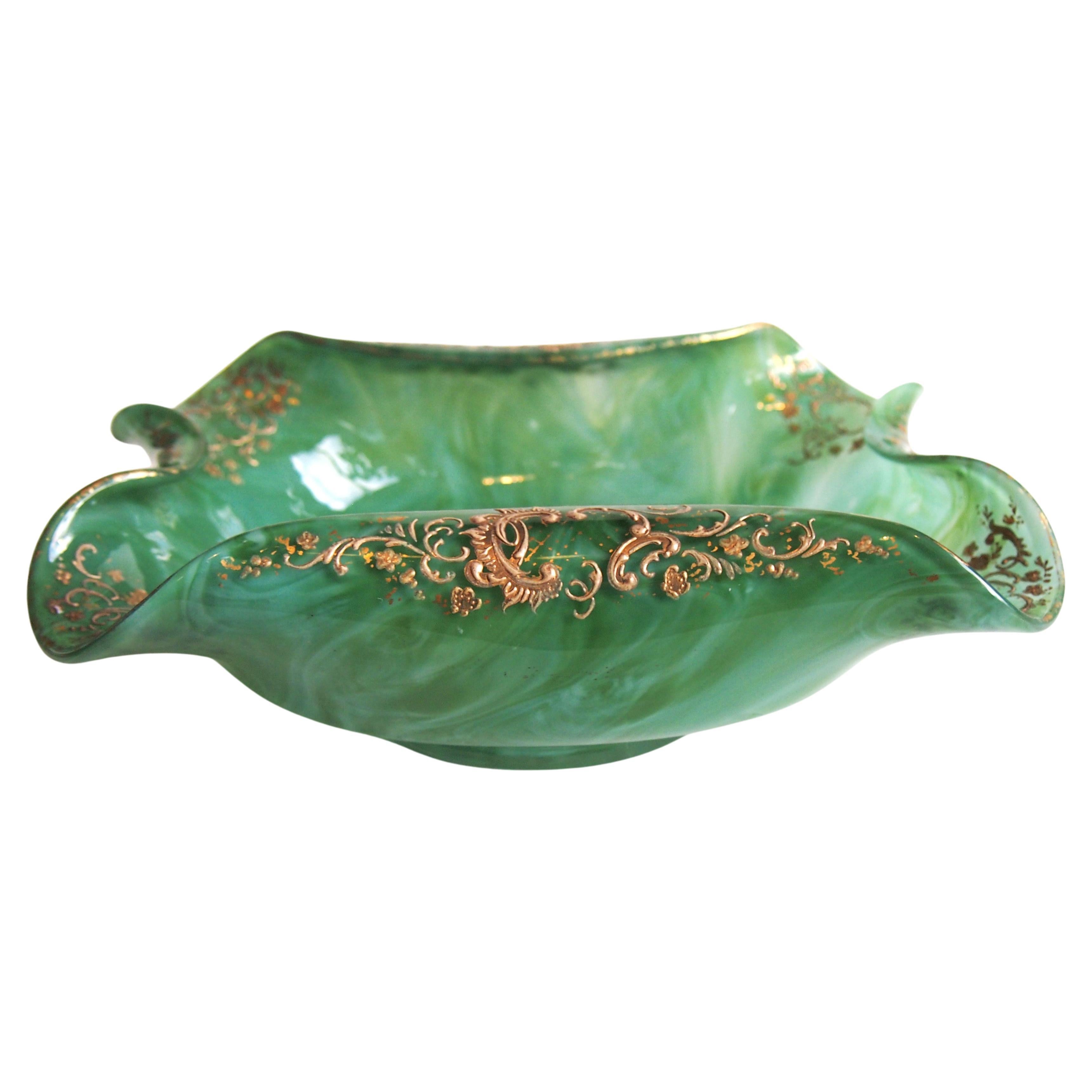 Bohemian Late Victorian Gilded Loetz Malachit Glass Bowl 1890s For Sale ...