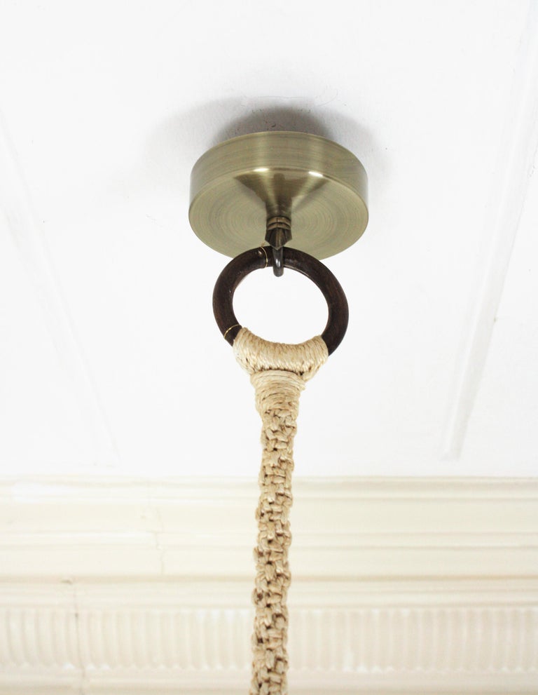 Bohemian Macrame Fiber Bell Pendant Hanging Lamp with Fringe, Spain ...