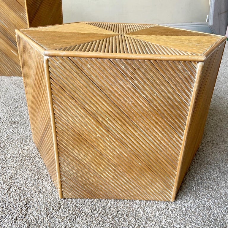 Bohemian Modular Pencil Reed Table Set by Vivai Del Sud, 3 Pieces For ...