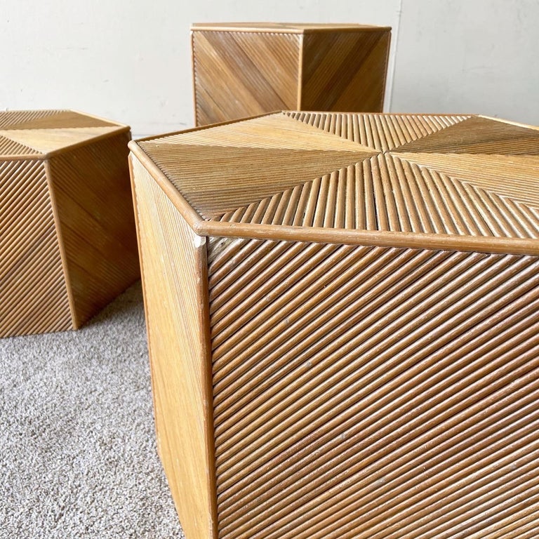 Bohemian Modular Pencil Reed Table Set by Vivai Del Sud, 3 Pieces For ...