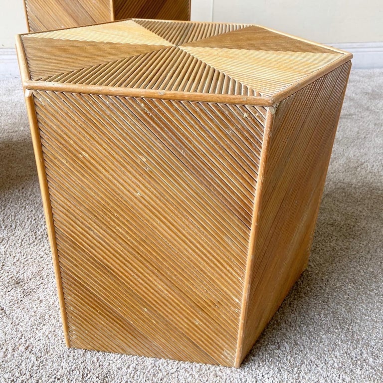 Bohemian Modular Pencil Reed Table Set by Vivai Del Sud, 3 Pieces For ...