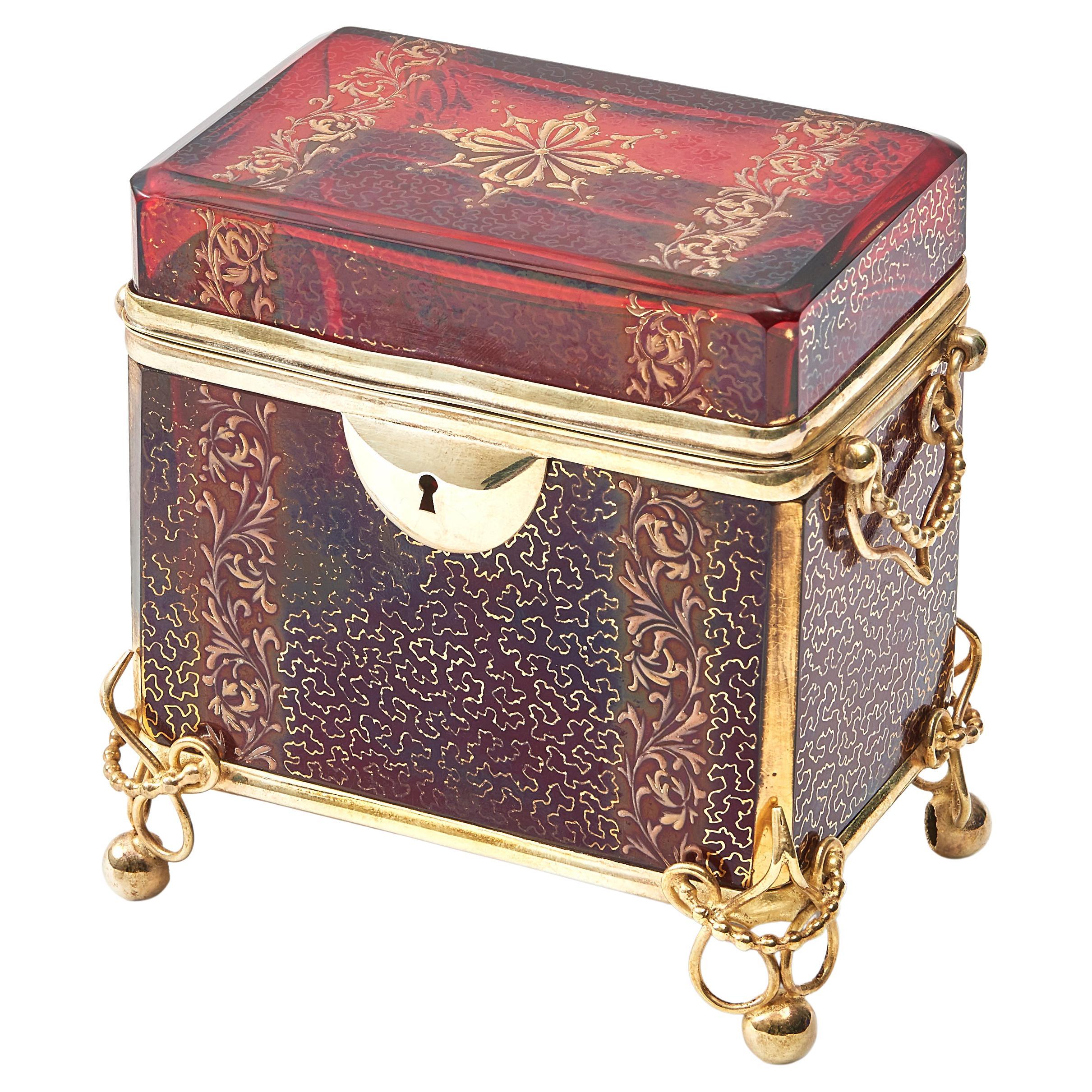 Antique Moser Glass and Enamel Box at 1stDibs