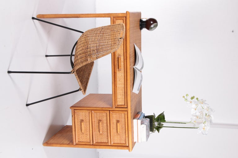 Bohemian Style Bamboo Rattan Desk with Drawers from France, 1960s at ...
