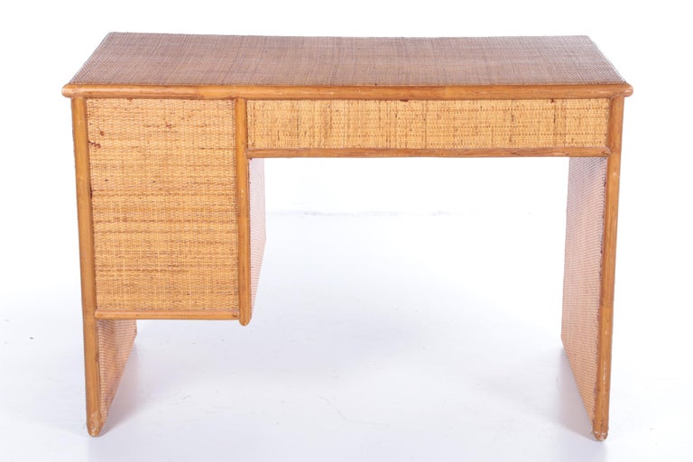 Bohemian Style Bamboo Rattan Desk with Drawers from France, 1960s at ...