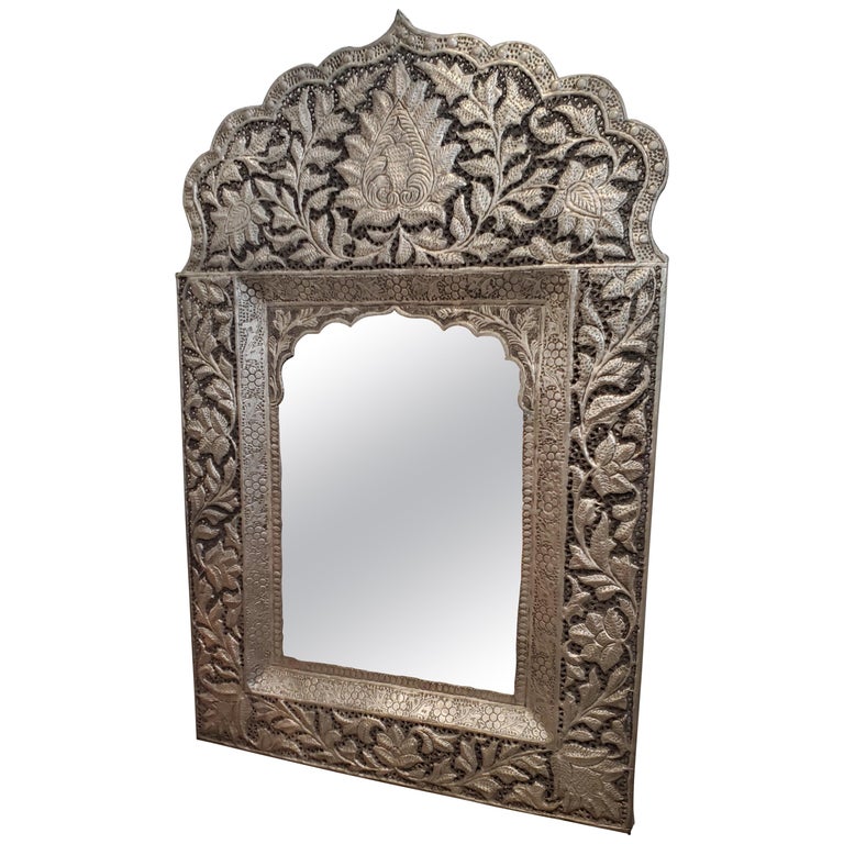 Bohemian Style Indian Hammered Metal Mirror at 1stDibs