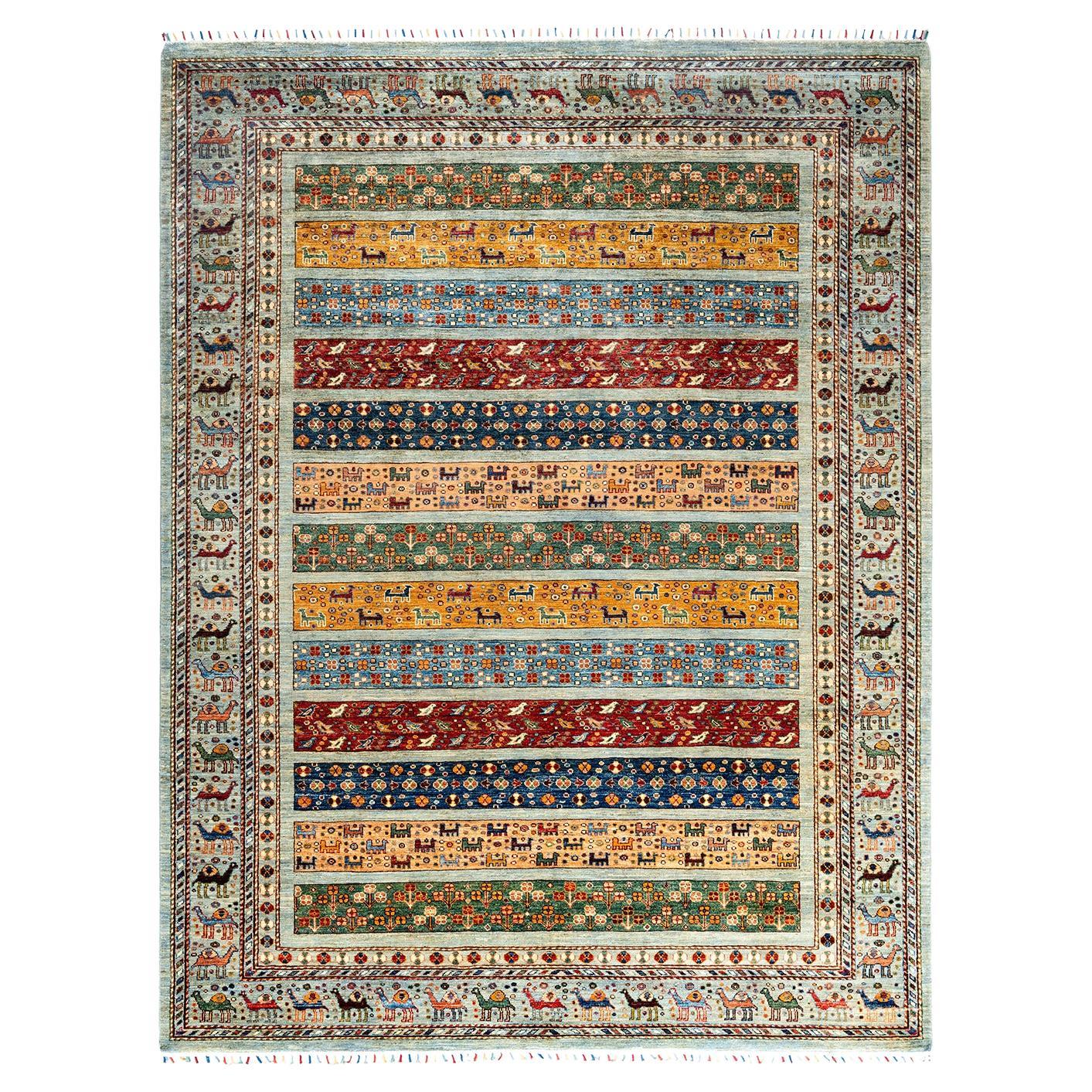 Bohemian Tribal Hand Knotted Wool Red Area Rug 5' 0" x 6' 8" For Sale ...