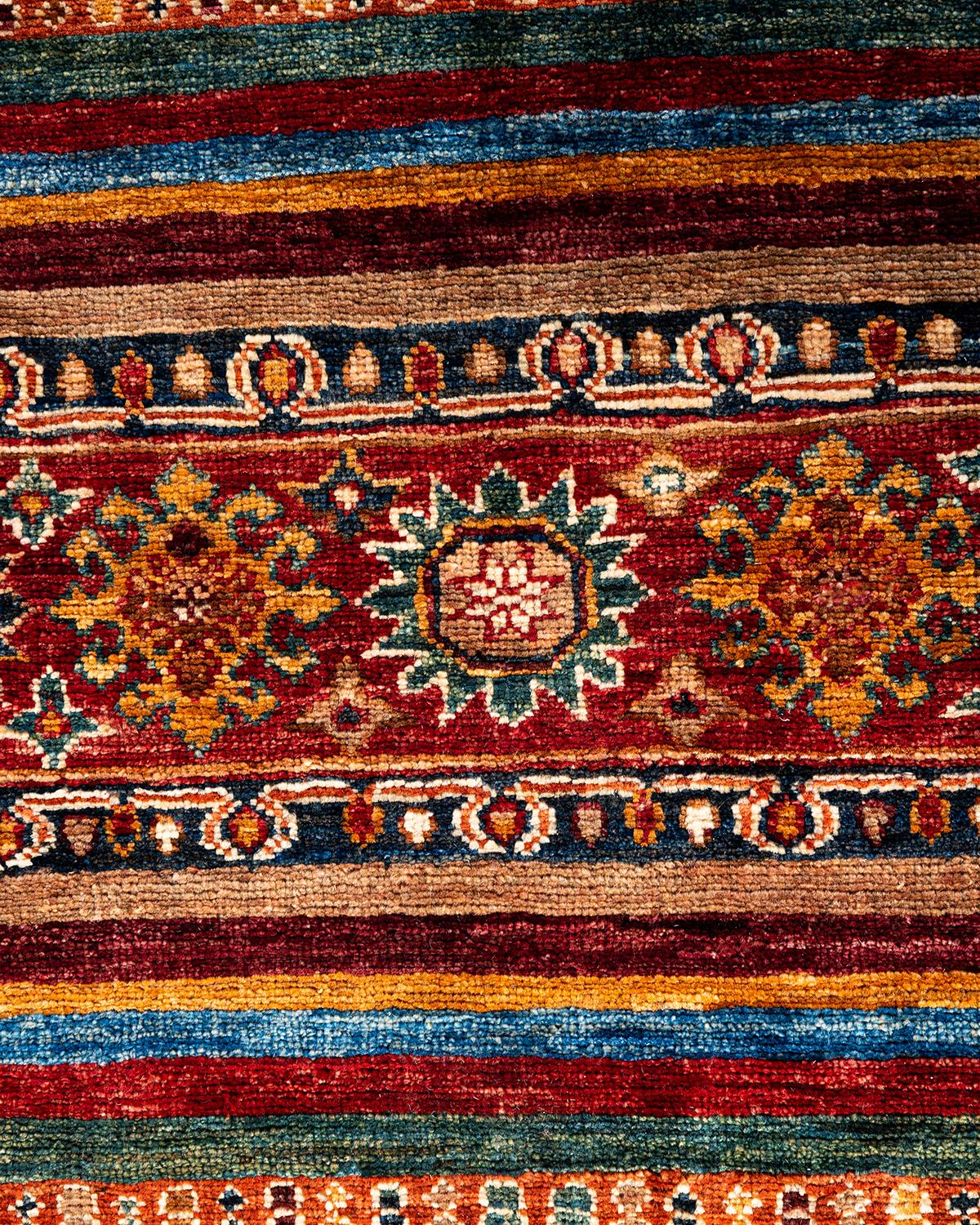 Bohemian Tribal Hand Knotted Wool Red Area Rug 5' 0" x 6' 8" For Sale ...