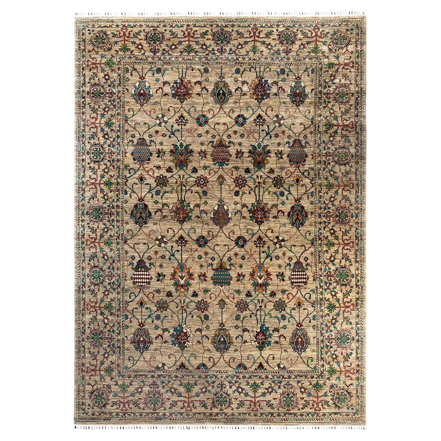 Bohemian Tribal Hand Knotted Wool Taupe Area Rug 9' 1" x 11' 9" For ...