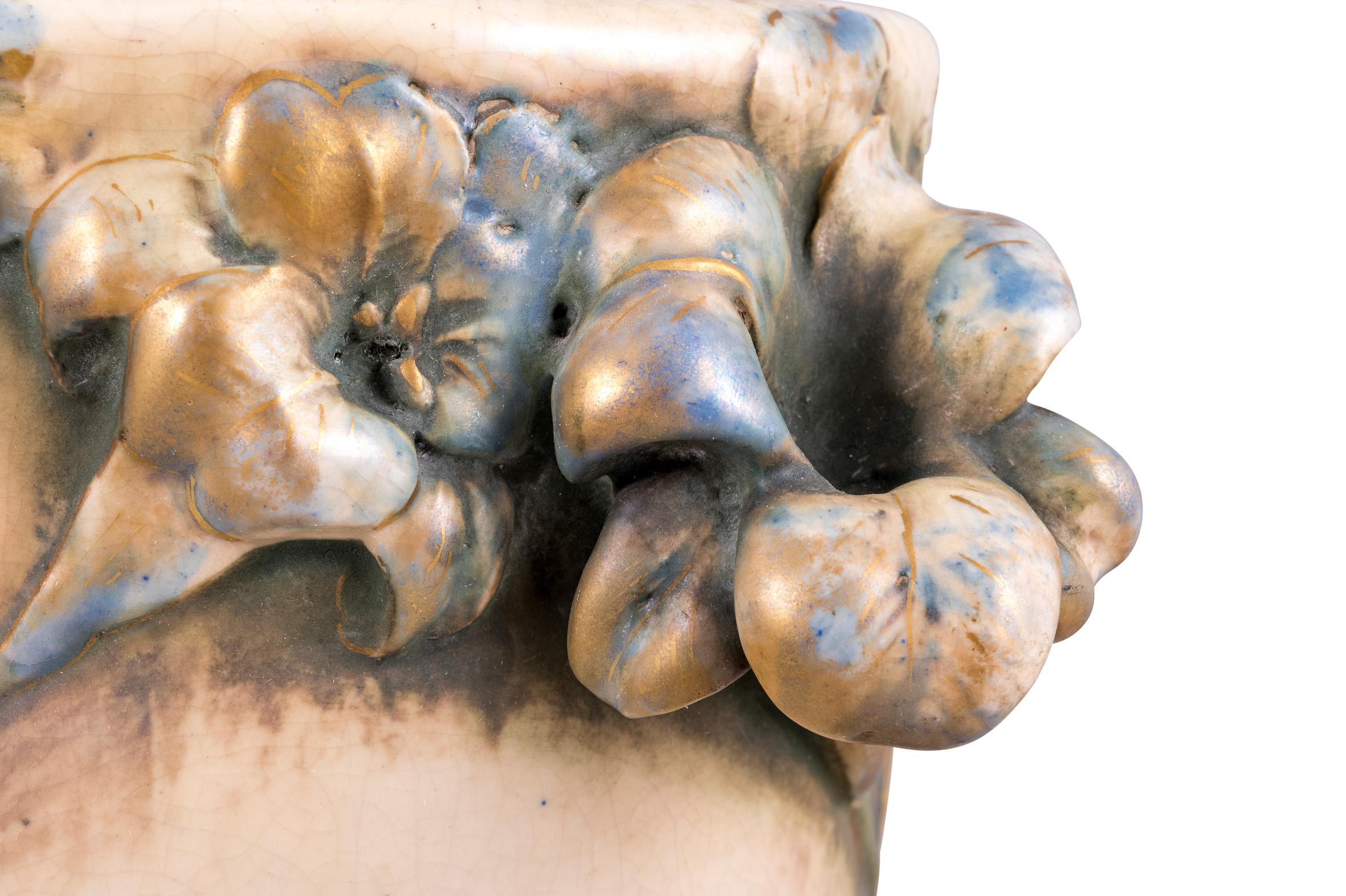 Bohemian Vase with Relief Flower by Amphora Austria circa 1900 ...