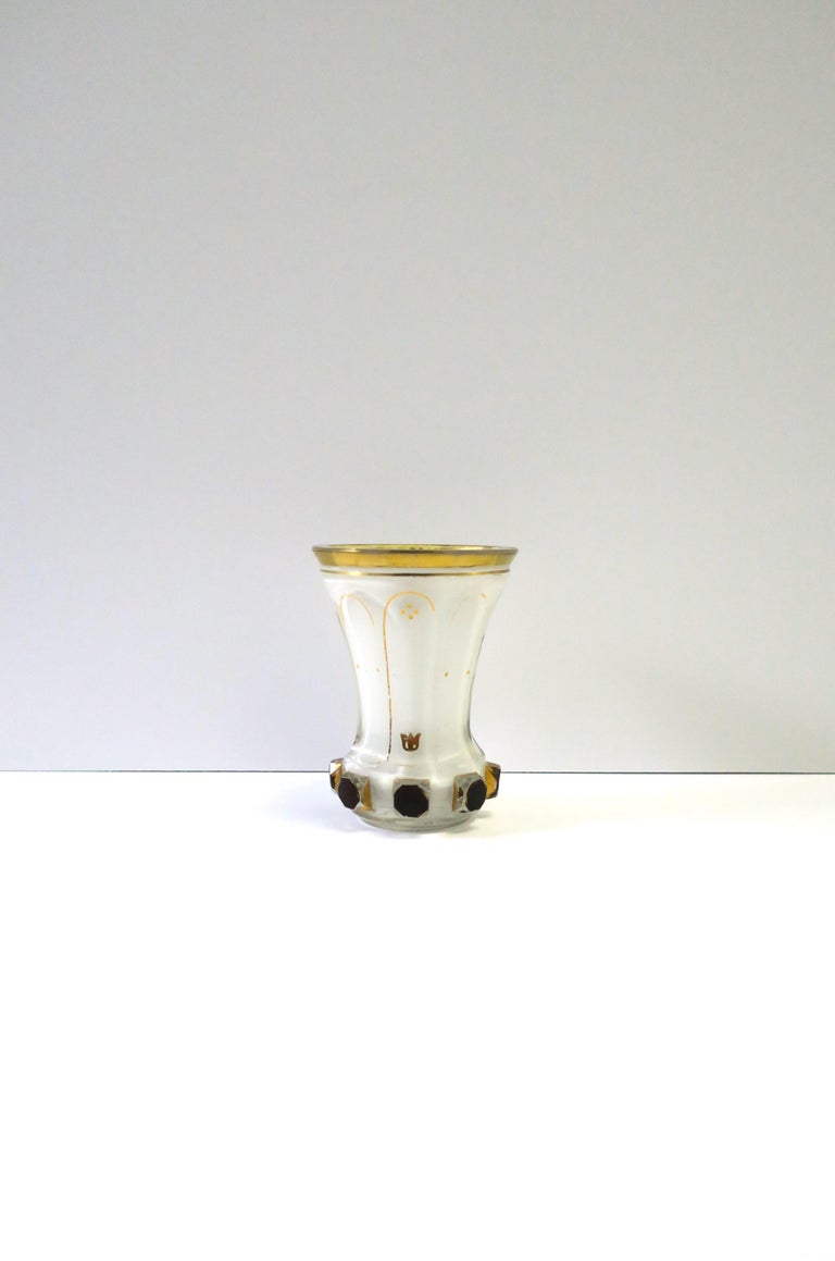 Bohemian White and Gold Vase For Sale at 1stDibs