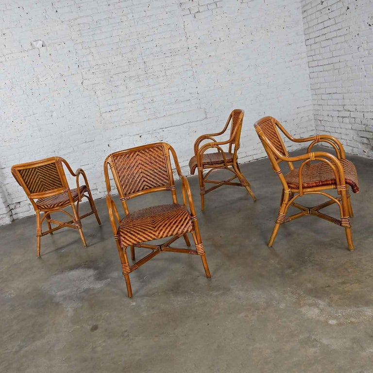 Boho Chic 2 Toned Wicker Rattan Café Bistro or Conservatory Armchairs ...