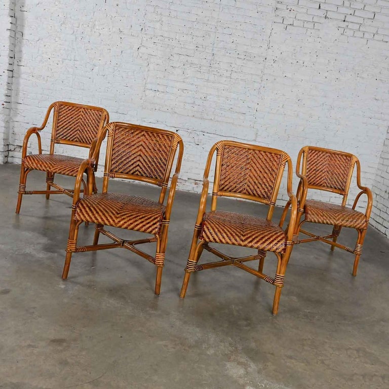 Boho Chic 2 Toned Wicker Rattan Café Bistro or Conservatory Armchairs ...