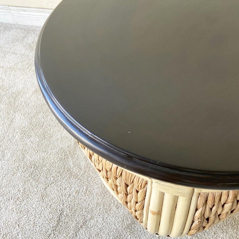 Boho Chic Bamboo and Sea Grass Circular Side Tables, a Pair For Sale at ...