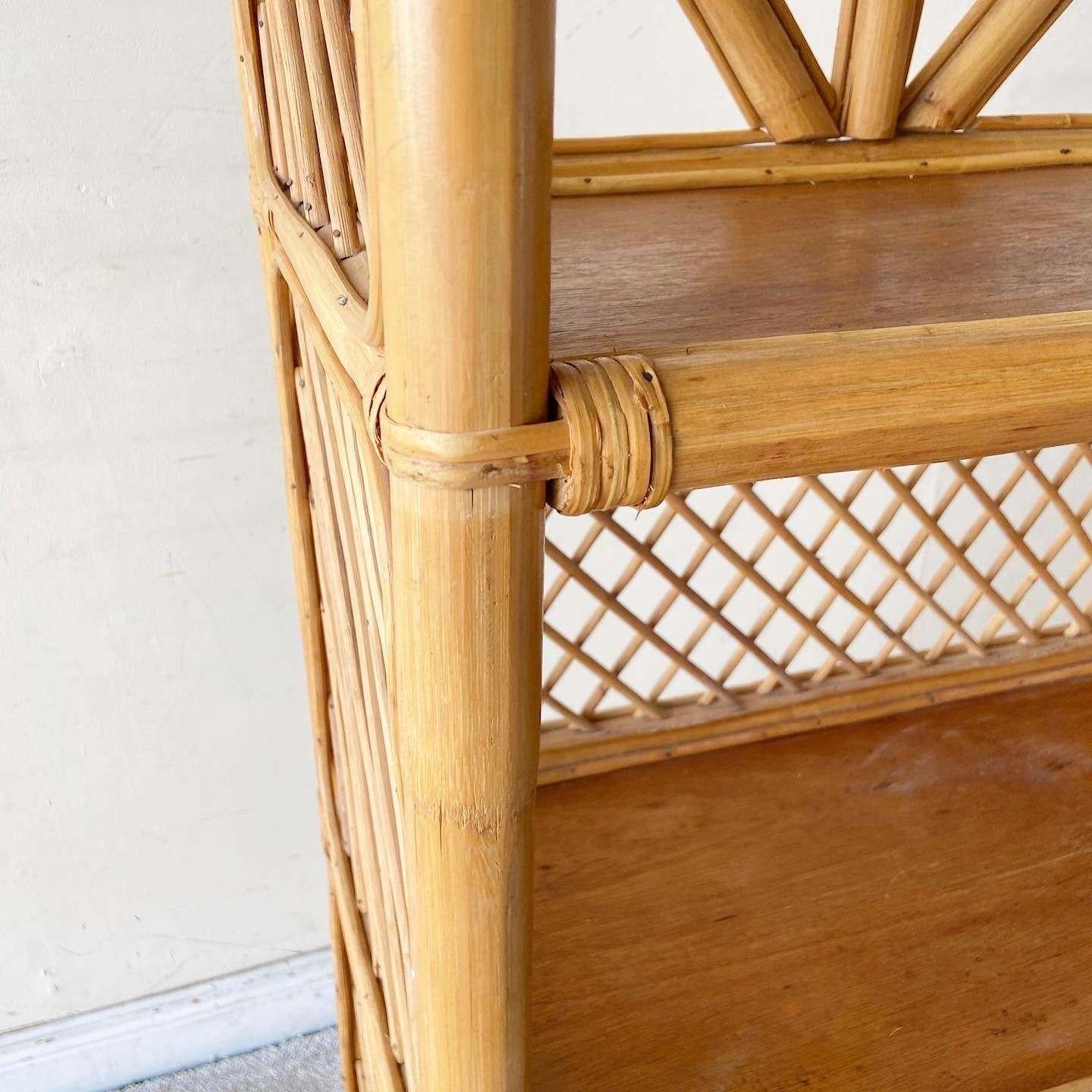 Boho Chic Bamboo Rattan a Reed Etagere/Bookcase For Sale at 1stDibs