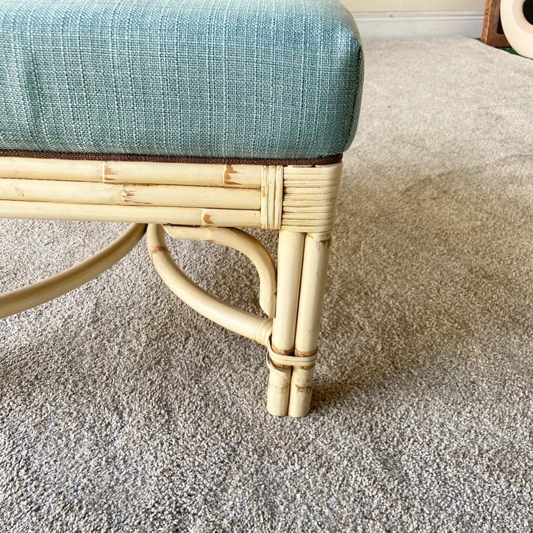 Boho Chic Bamboo Rattan and Seagrass Lounge Chair with Ottoman For Sale ...