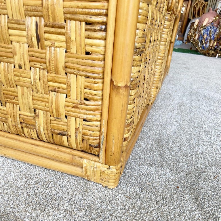 Boho Chic Bamboo Rattan and Wicker Etagere / Bookcase For Sale at 1stDibs