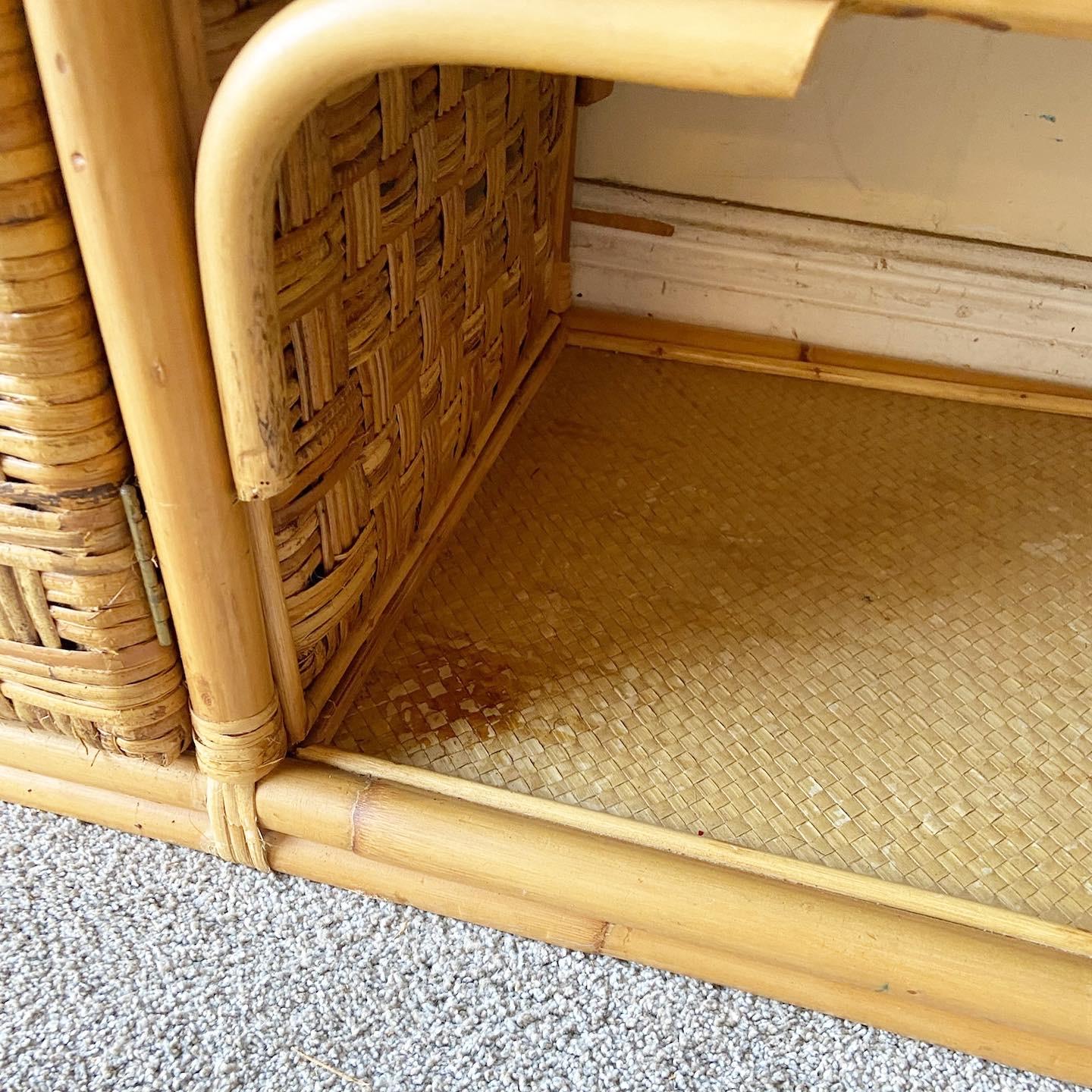 Boho Chic Bamboo Rattan and Wicker Etagere / Bookcase For Sale at ...