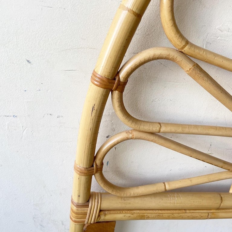 Boho Chic Bamboo Rattan and Wicker Queen Headboard For Sale at 1stDibs