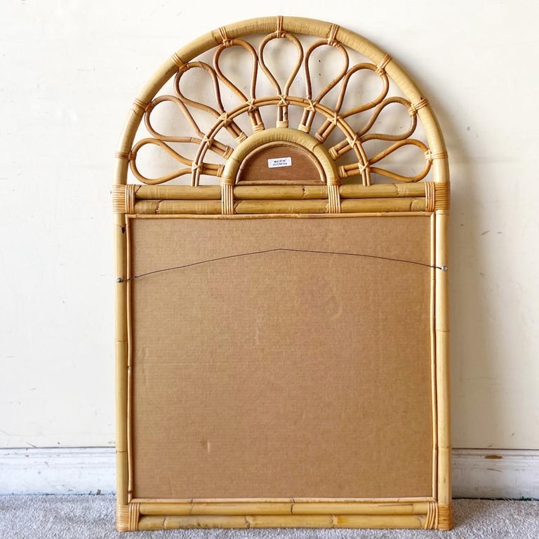 Boho Chic Bamboo Rattan and Wicker Wall Mirror For Sale at 1stDibs