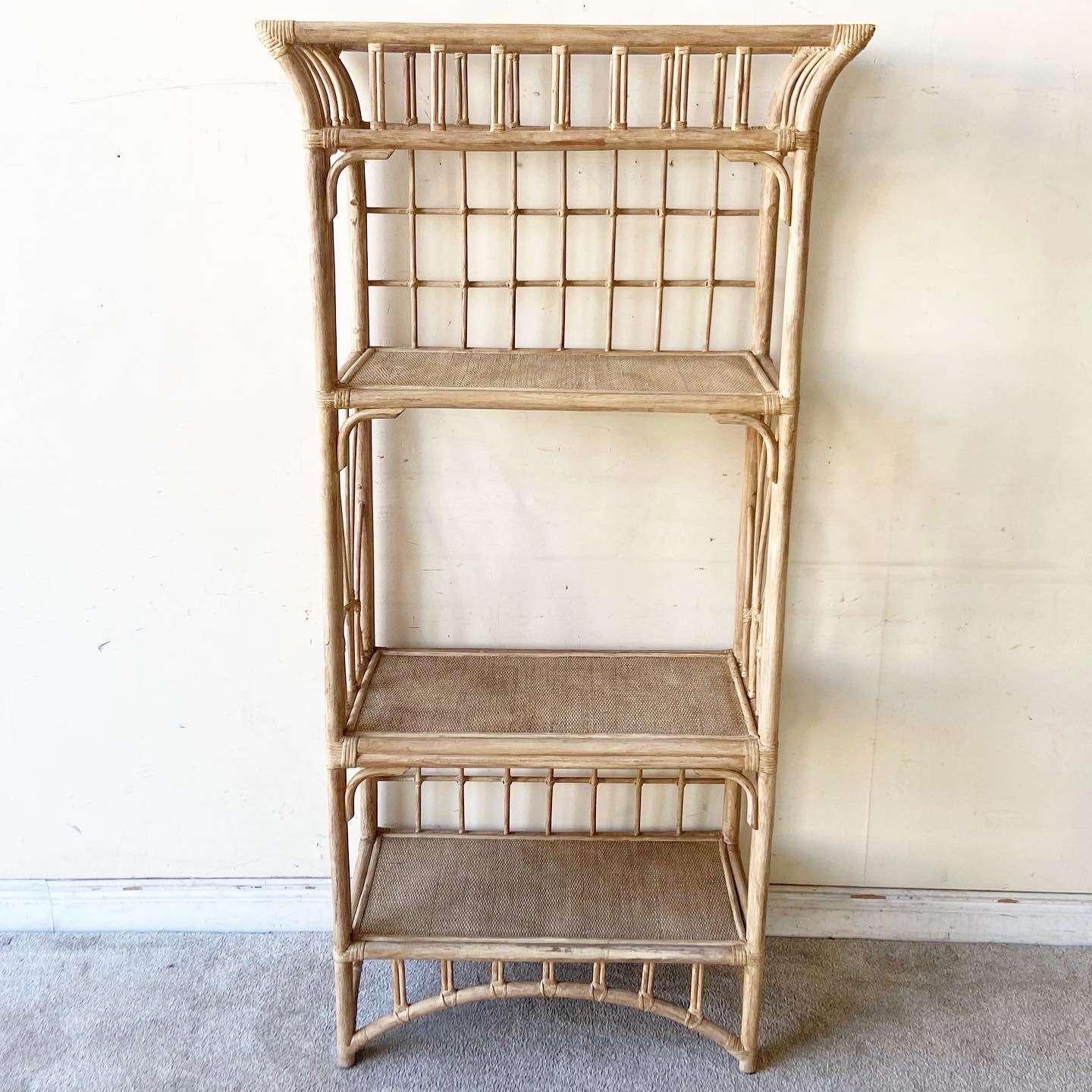 Boho Chic Bamboo Rattan Etagere/Bookcase For Sale at 1stDibs