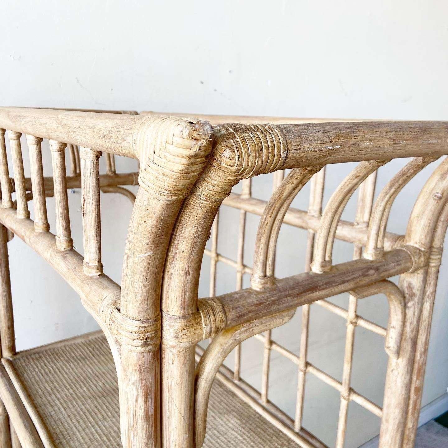 Boho Chic Bamboo Rattan Etagere/Bookcase For Sale at 1stDibs