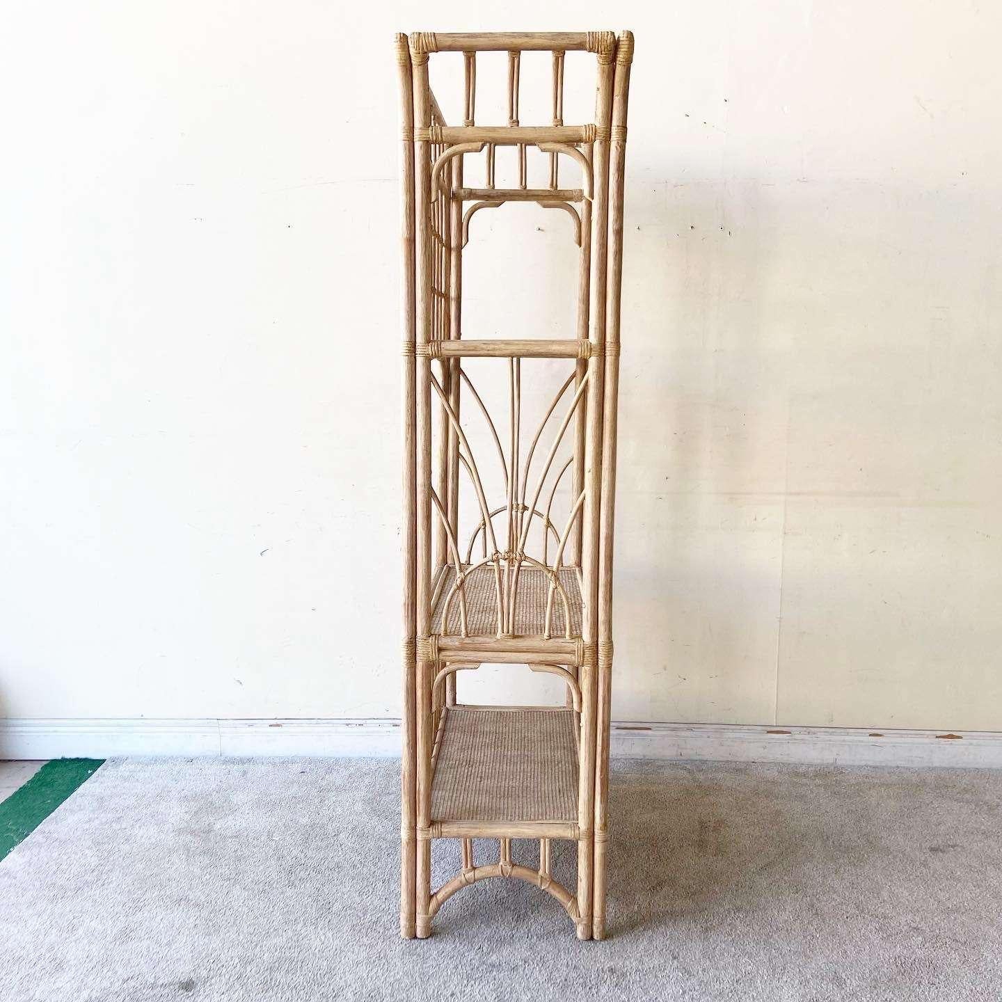 Boho Chic Bamboo Rattan Etagere/Bookcase For Sale at 1stDibs