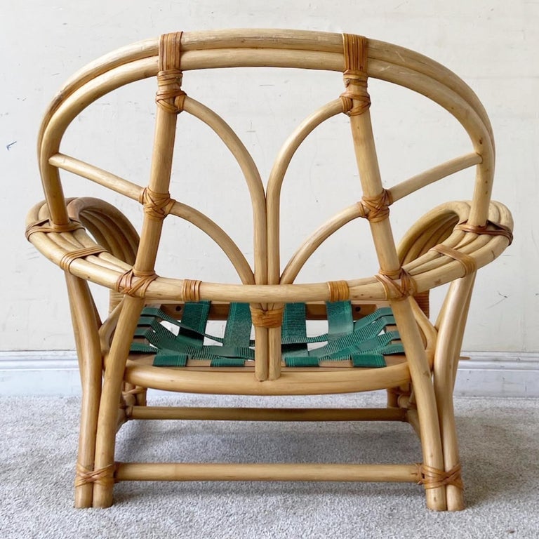 Boho Chic Bamboo Rattan Lounge Chair For Sale at 1stDibs