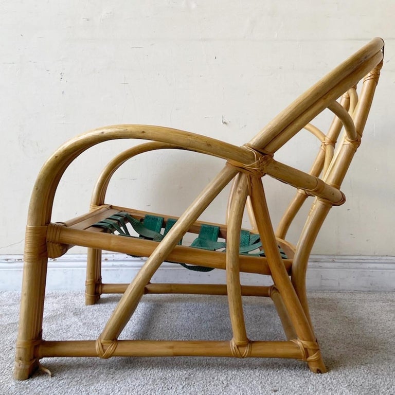 Boho Chic Bamboo Rattan Lounge Chair For Sale at 1stDibs