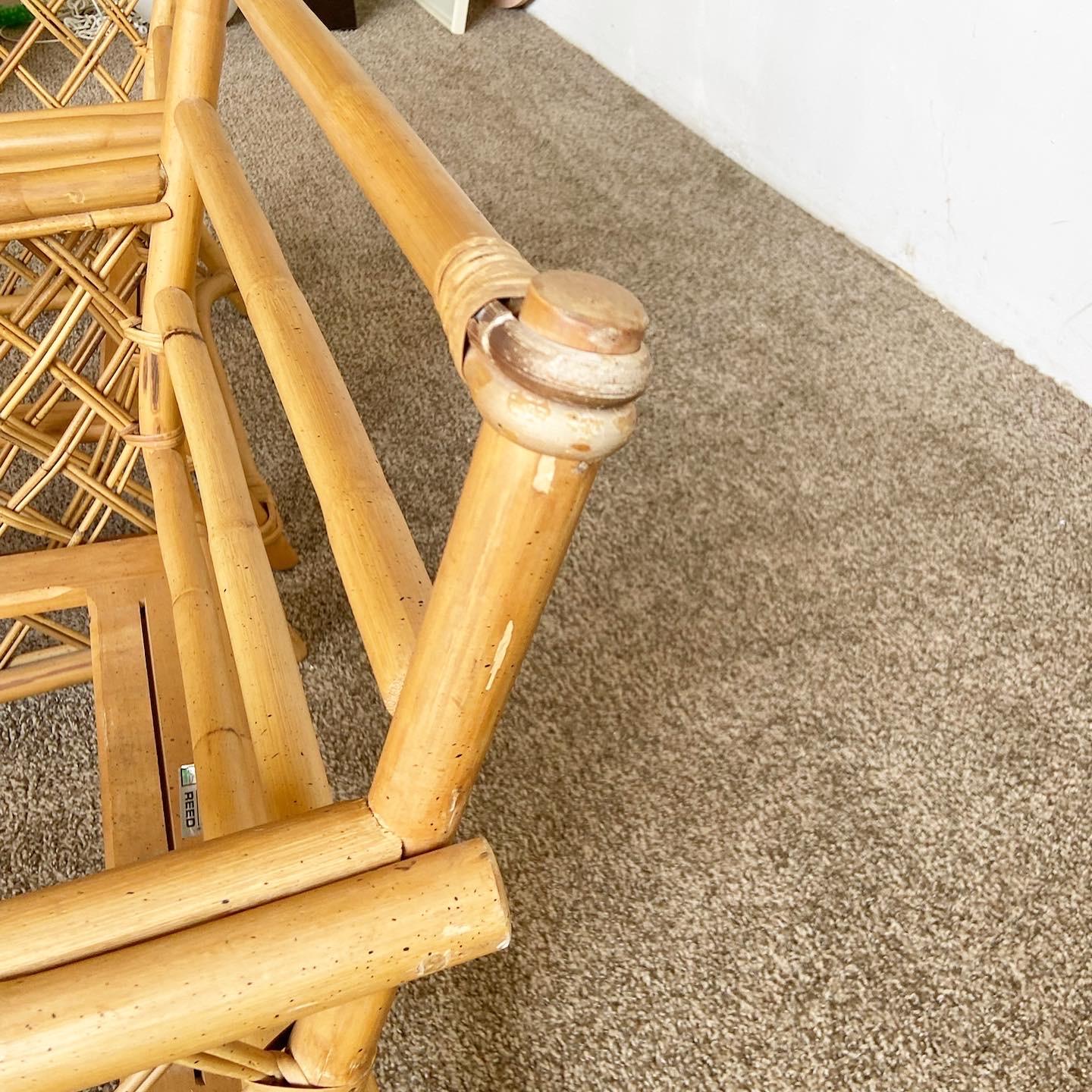 Boho Chic Bamboo Rattan Lounge Chairs by Ficks Reed, a Pair For Sale at ...