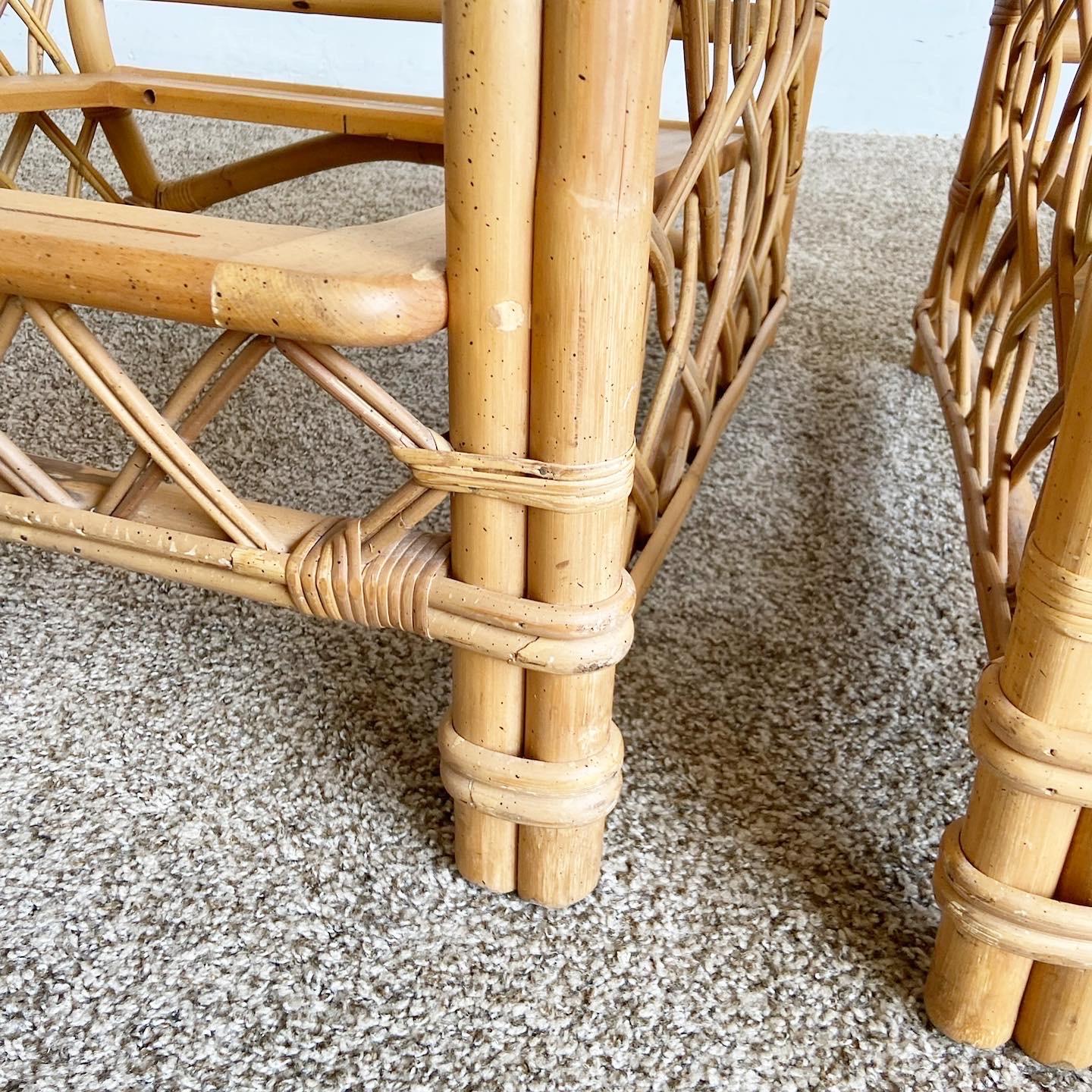 Boho Chic Bamboo Rattan Lounge Chairs by Ficks Reed, a Pair For Sale at ...