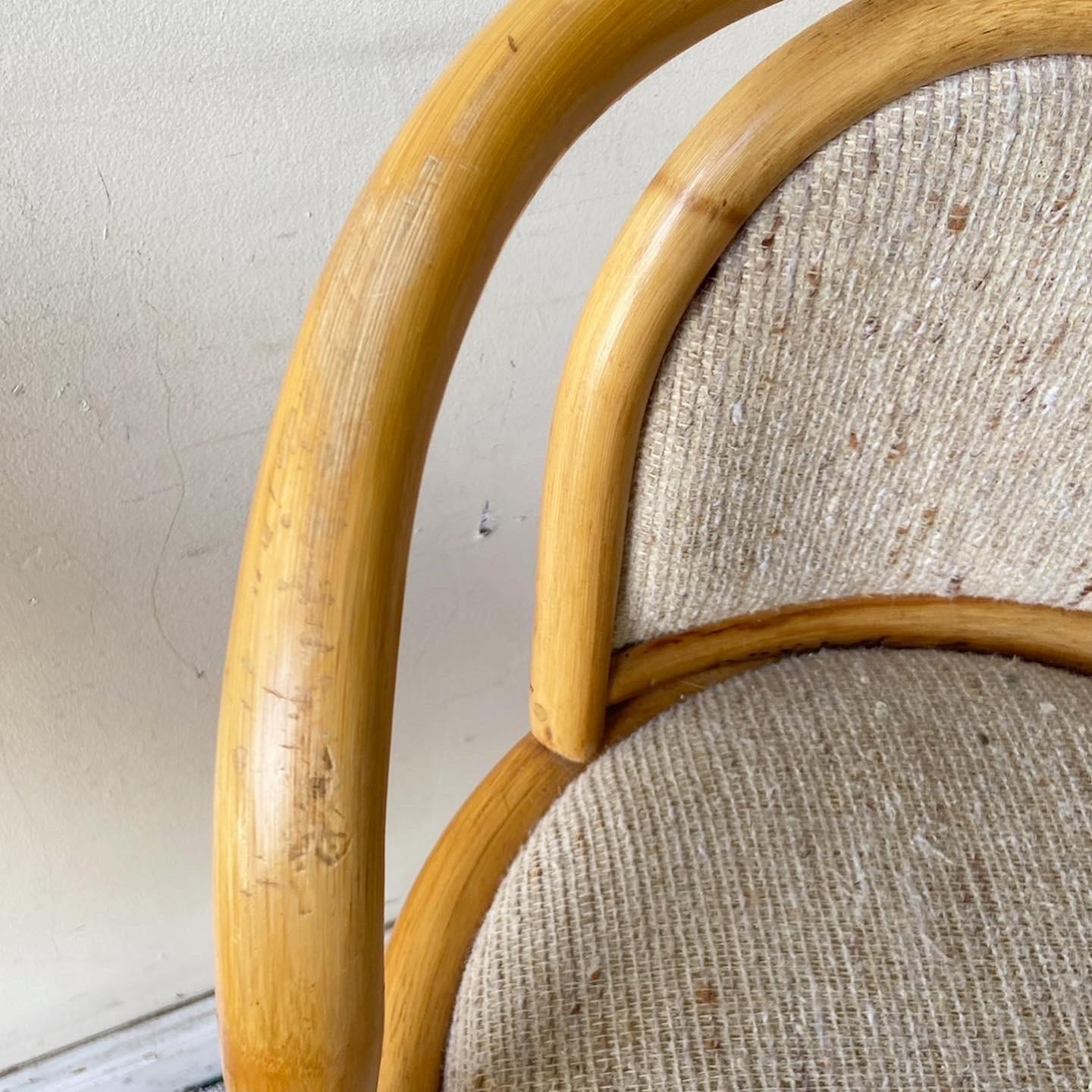 Boho Chic Bamboo Rattan Swivel Bar Stools For Sale at 1stDibs | boho bar stools