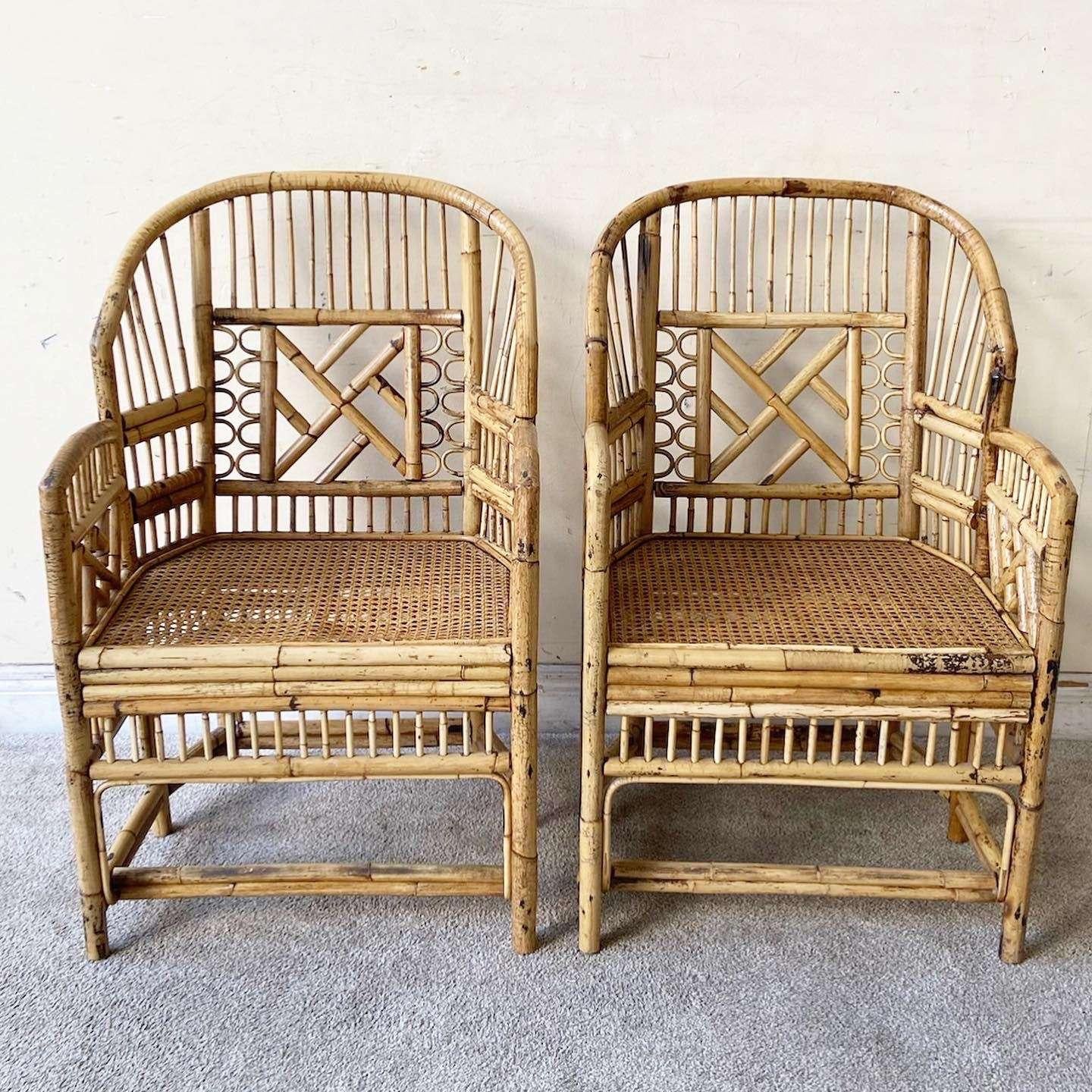 Boho Chic Brighton Pavilion Style Bamboo and Cane Chairs - 3 Chairs For ...
