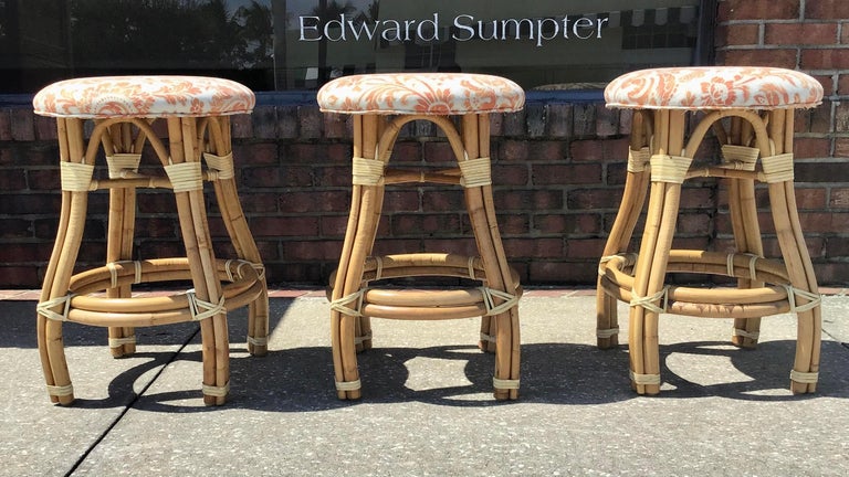 Boho Chic Counter or Bar Stool Chairs, Set of 3 For Sale at 1stDibs
