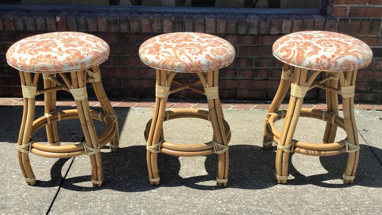 Boho Chic Counter or Bar Stool Chairs, Set of 3 For Sale at 1stDibs