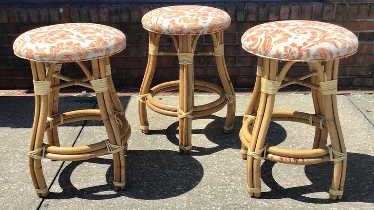 Boho Chic Counter or Bar Stool Chairs, Set of 3 For Sale at 1stDibs