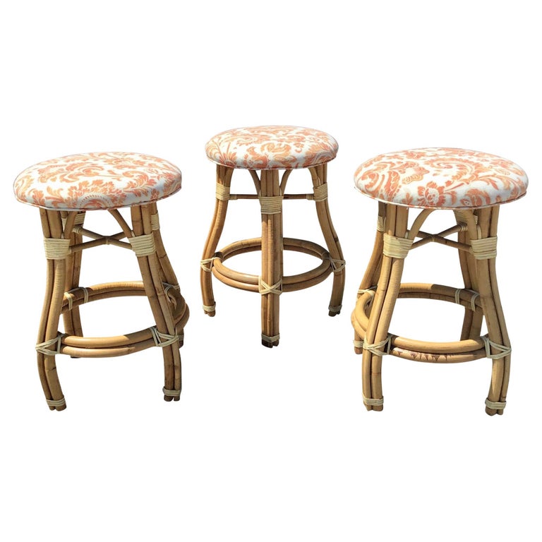 Boho Chic Counter or Bar Stool Chairs, Set of 3 For Sale at 1stDibs
