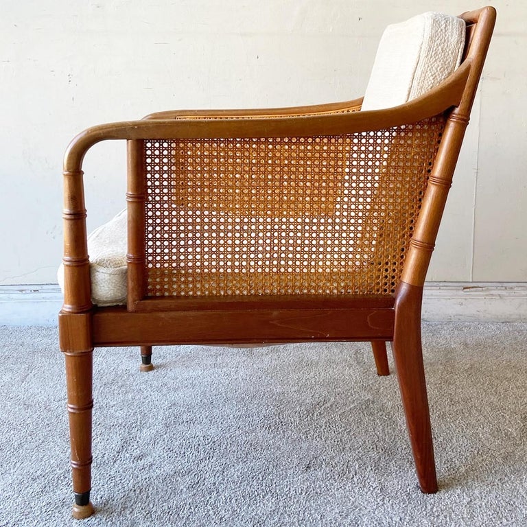 Boho Chic Faux Bamboo and Cane Arm Chair For Sale at 1stDibs