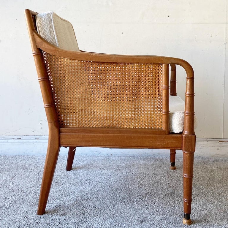 Boho Chic Faux Bamboo and Cane Arm Chair For Sale at 1stDibs