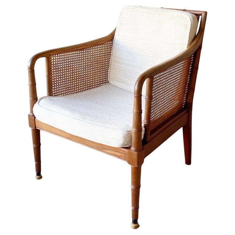 Boho Chic Faux Bamboo and Cane Arm Chair For Sale at 1stDibs