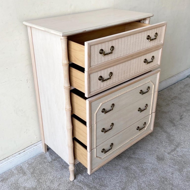 Boho Chic Faux Bamboo Highboy Dresser by Broyhill For Sale at 1stDibs