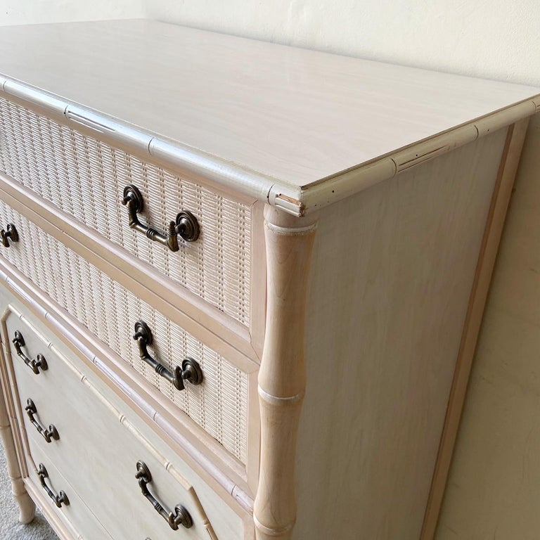 Boho Chic Faux Bamboo Highboy Dresser by Broyhill For Sale at 1stDibs
