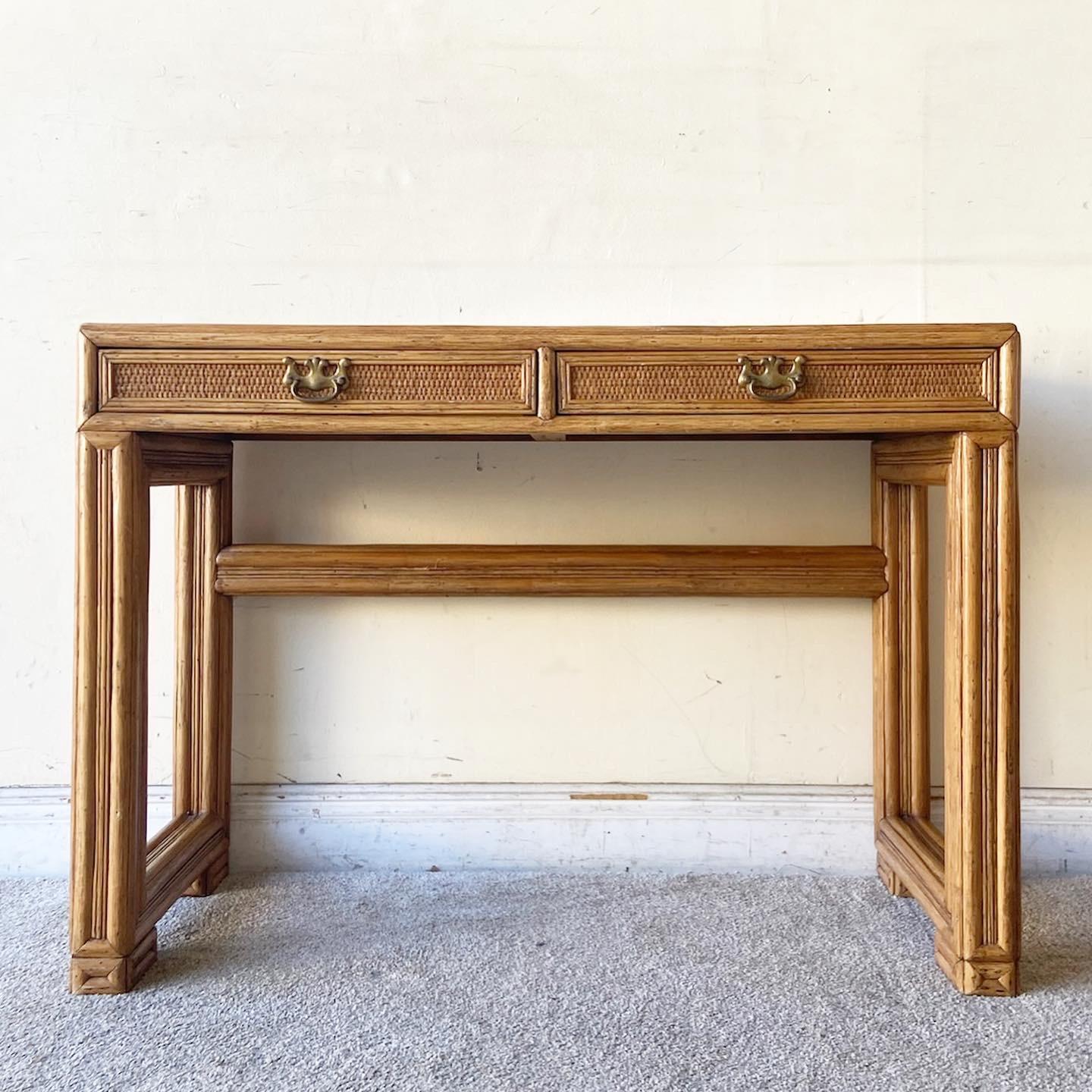 Boho Chic Glass Top Writing Desk by Worrells Interiors For Sale at ...
